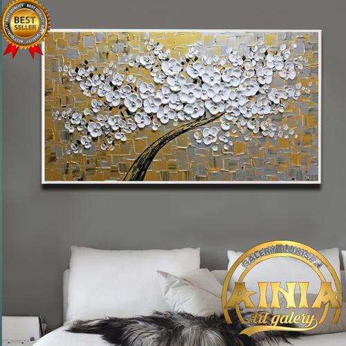 Jual lukisan abstrak modern art tekstur + bingkai ukuran 80 x 150cm ...