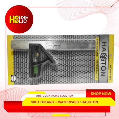 Jual Siku Penggaris Tukang + Waterpas 12" Inch Waterpass Hasston 4081 ...