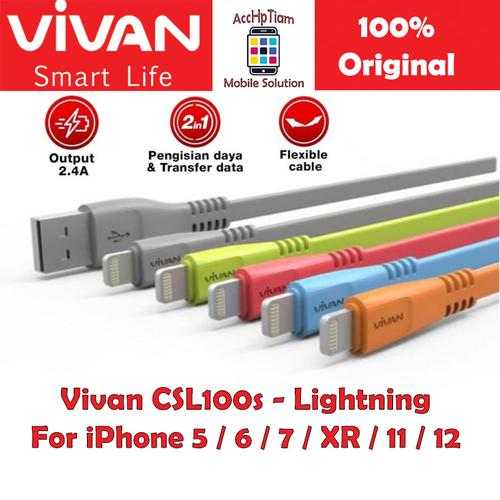 Promo Kabel iPhone Vivan CSL100S Lightning For iPhone 5 7 XR 11 12 13 ...