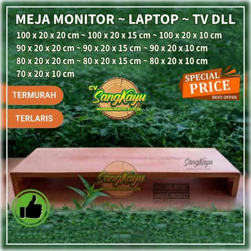 Jual Meja monitor table kayu 100x20cm stand meja komputer meja laptop ...