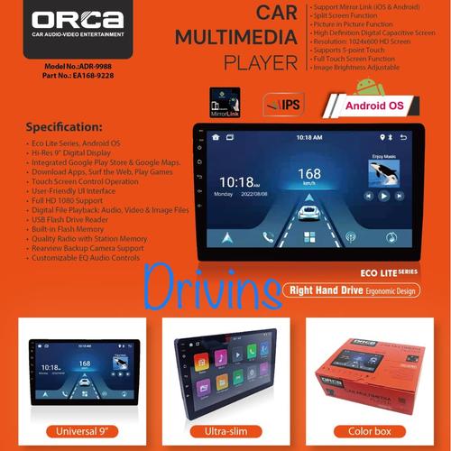 Jual HEAD UNIT DOUBLE DIN ANDROID ORCA ADR-9988 9" INCH/ 10" INCH ...