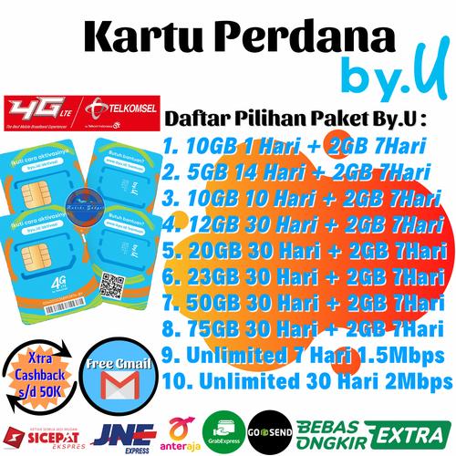 Jual Kartu Perdana By U By.U by Telkomsel Pilih Paket + Bonus Kouta + Email - 5GB 14H + 2GB ...