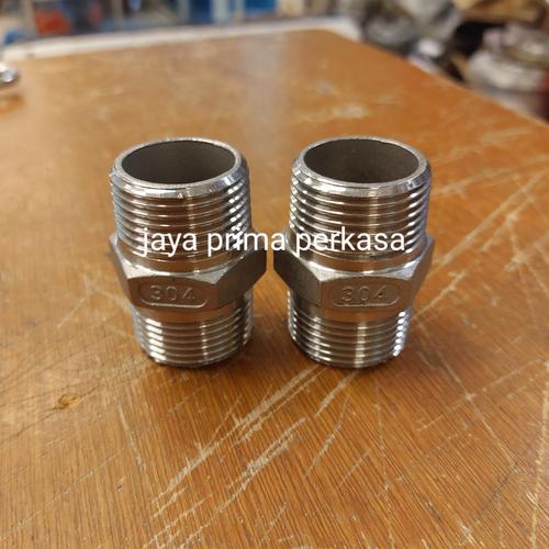 Jual Double Nepel Stainless SS304 Drat 1" inch / Fitting Drat SS 304 ...