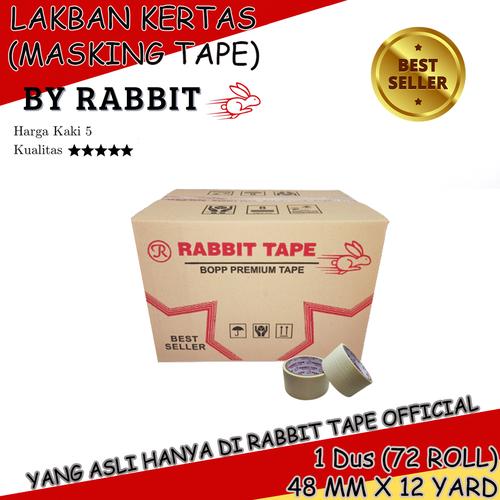 Jual Masking Tape 48mm [DUS] / Lakban Kertas RABBIT TAPE 2 inch x 12 ...