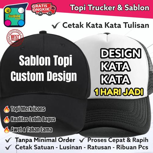 Jual Custom Topi Trucker/Jaring Sablon 1 Warna - Topi Polos - Kab ...