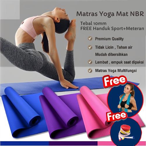Jual Matras Yoga Mat NBR TEBAL Karpet Senam Anti Slip FREE HANDUK ...
