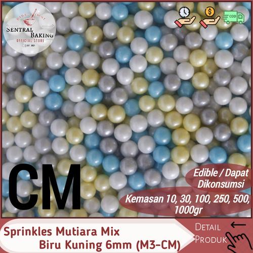 Jual SPR-164 Sprinkle Mutiara Mix Biru Kuning 6mm (M3-CM) Springkel Putih - 10 gram - Jakarta ...