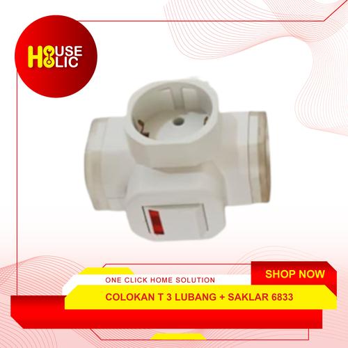 Jual Steker + Saklar Tee Arde 3 Lubang / Colokan Listrik T Cabang 3 ...