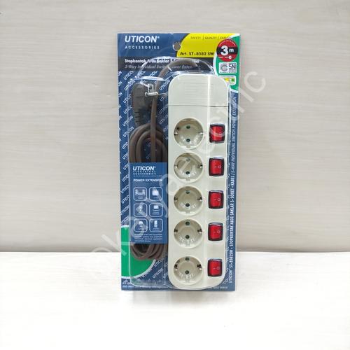 Jual STOP KONTAK UTICON 5 LUBANG SAKLAR KABEL 3 METER ST-8582 SW ...