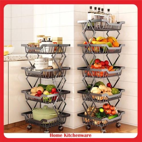 Jual Rak Keranjang Sayur Buah Rak Dapur Rak Troli Lipat Susun Serbaguna ...