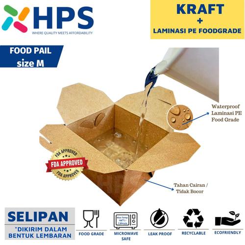Jual Food Pail (Size M) Kraft Paper Rice Box Food Grade Lipat Laminasi ...