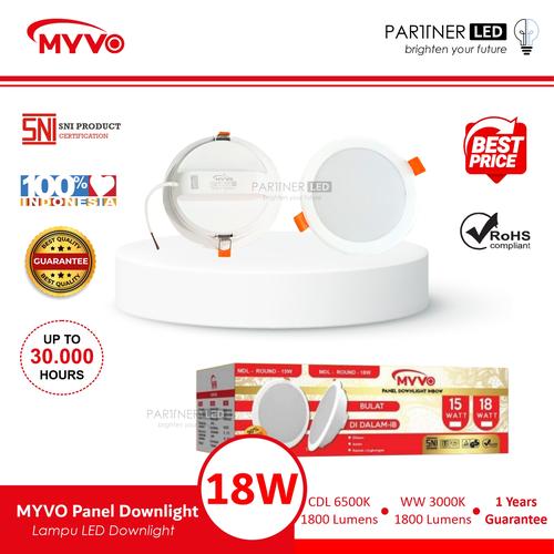 Jual MYVO PANEL DOWNLIGHT 18 WATT LAMPU LED PLAFON RUMAH 18W 15W ...