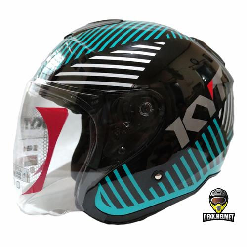 Jual Helm KYT KYOTO Motif R #4 Black/Green Original (BIG SIZE XXL READY ...