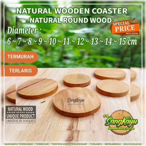 Jual Wooden Coaster 7 Cm Tatakan gelas cangkir kopi teh Tatakan kayu ...