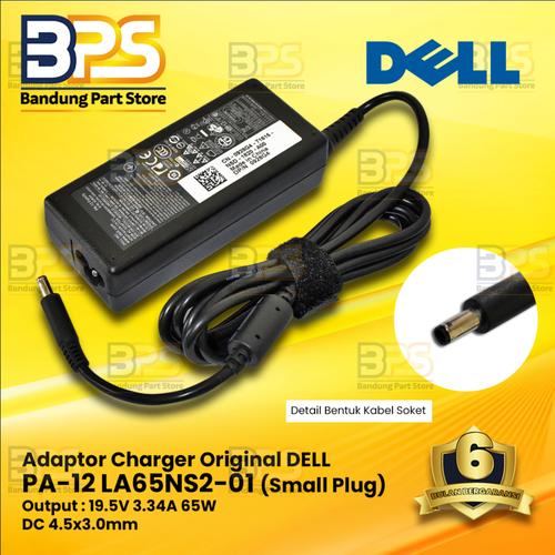 Jual Adaptor Charger Dell 19.5V-3.34A 65W DC 4.5 X 3.0mm Small Plug ...