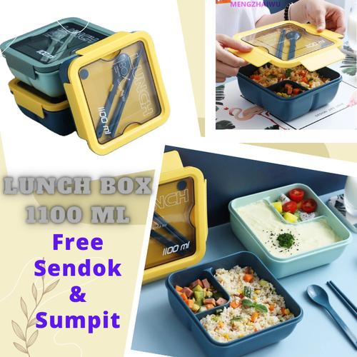 Jual Lunch Box Kotak Tempat Makan Ompreng Bekal Makan BPA Free Anti Tumpah - Random Warna ...