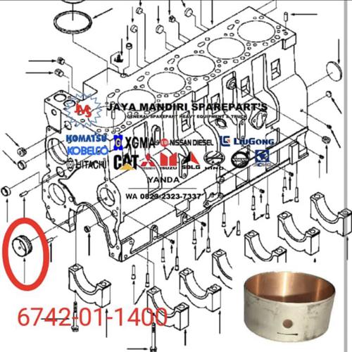 Jual Bushing cam shaft S6D114 D68-12 wa320 wa380 6742-01-1400 ...