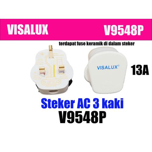 Jual visalux V9548P steker AC 3 kaki gepeng putih 13A plug male arde ...