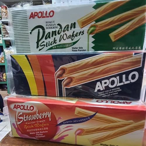 Jual apollo wafer stik coklat pandan strawberry BPOM Halal biskuit ...