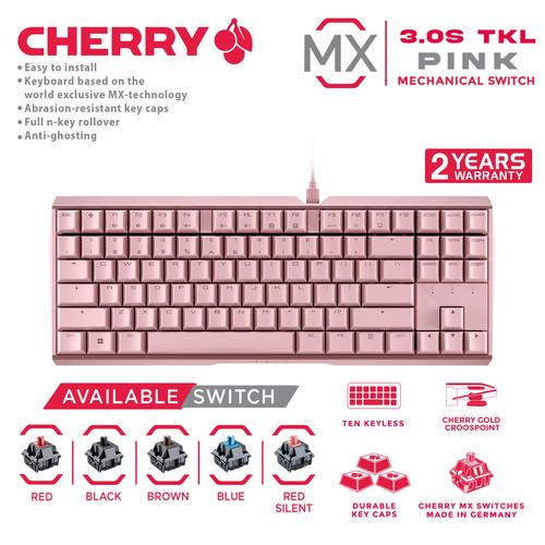 Promo CHERRY MX Mechanical Gaming Keyboard TKL - MX3.0S TKL NBL PINK ...