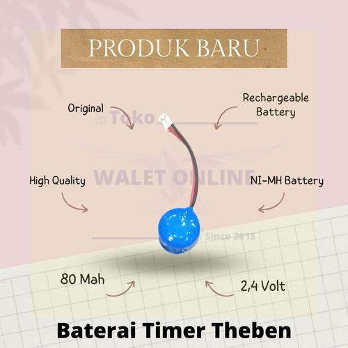 Jual BATERAI TIMER THEBEN NI-MH 2,4V 80MAH ORIGINAL RECHARGEABLE ...