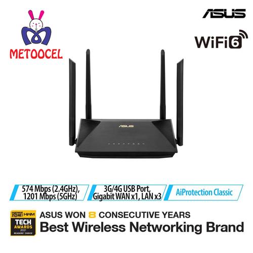 Promo ASUS RT-AX53U AX1800 Dual Band WiFi 6 Wireless Router with AiMesh ...