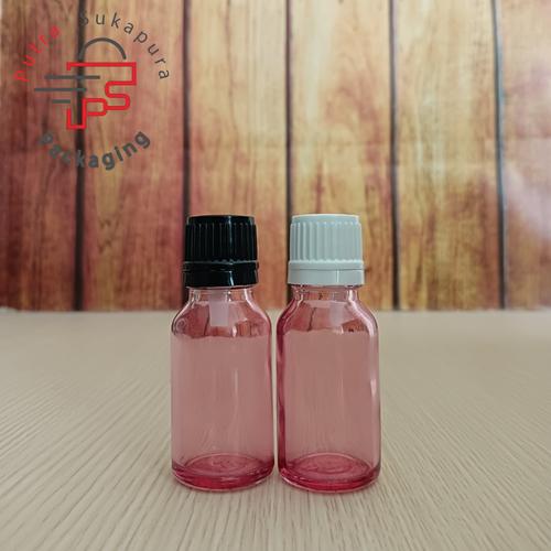 Jual botol filler 15ml kaca pink/botol essential oil 15ml tebal/tutup ...