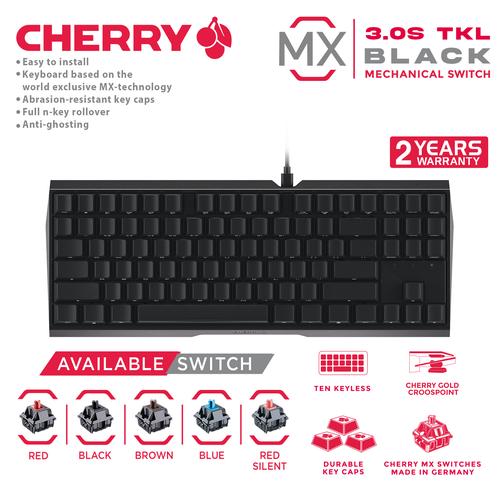 Promo CHERRY MX Mechanical Gaming Keyboard TKL - MX3.0S TKL NBL BLACK ...