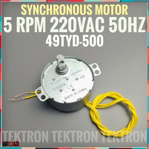 Jual Synchronous Motor 49TYD 500 5rpm 220VAC 50Hz CW CCW 4Watt 5 rpm 5 ...