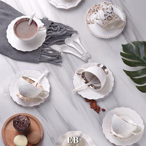 Jual Cangkir Keramik Set / Embossed Ceramic Cup And Saucer 309/1-4 - 1 ...