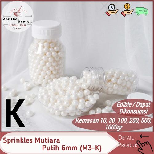 Promo SPR-180 Sprinkle Mutiara Putih 6mm (M3-K) Springkel Kue Pearl ...