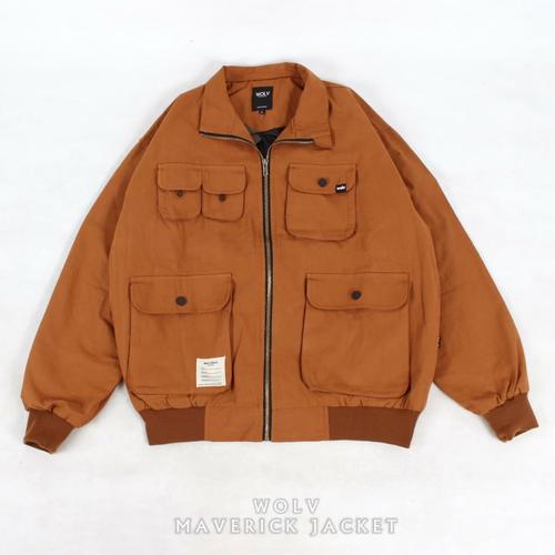 Jual WOLV - Jaket Vintage Military Pria Jacket Casual Bomber Maverick - Caramel, M - Kab ...