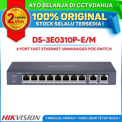 Promo HIKVISION DS-3E0310P-E/M 8 PORT FAST ETHERNET UNMANAGED POE ...