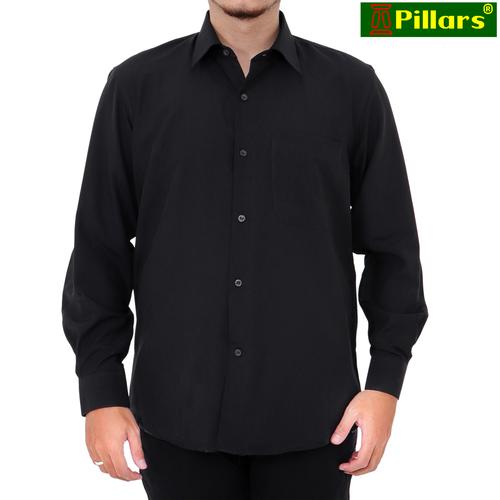 Jual Pillars Kemeja Hitam Polos Pria Basic Formal Lengan Panjang ...