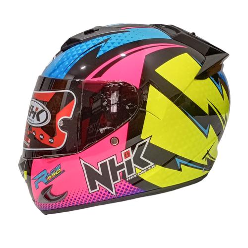 Jual HELM FULL FACE NHK MOTIF RACE PRO FLASH BLACK PINK GLOSSY - M ...