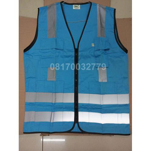 Jual Rompi Safety / Proyek Bahan Drill Kantong 4 IMJ warna Biru PLN ...