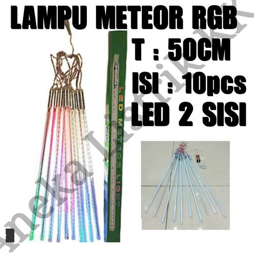 Jual LAMPU METEOR 50CM ISI 10 PCS 2 SISI RGB WARNA WARNI 50 CM ISI ...