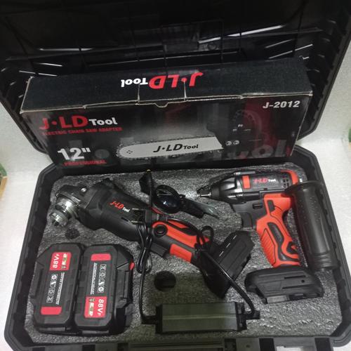 Jual paket gerinda baterai dan impact jld 88 volt dan chainsaw mini JLD ...