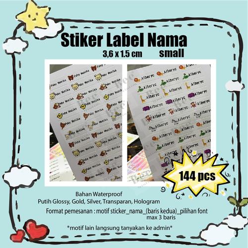 Jual STIKER LABEL NAMA ANAK WATERPROOF SMALL - GLOSSY, 72 - Kota ...