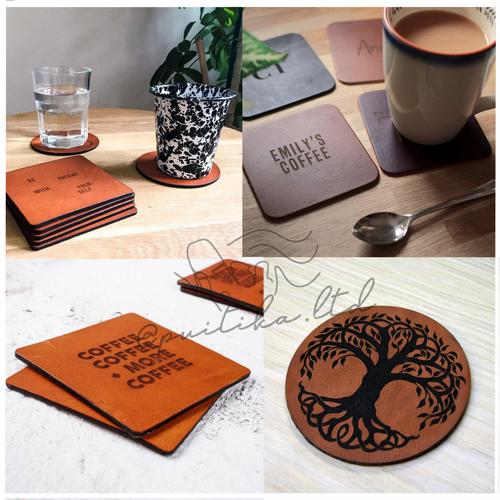 Jual custom leather coaster - tatakan gelas kulit - alas gelas - bulat ...