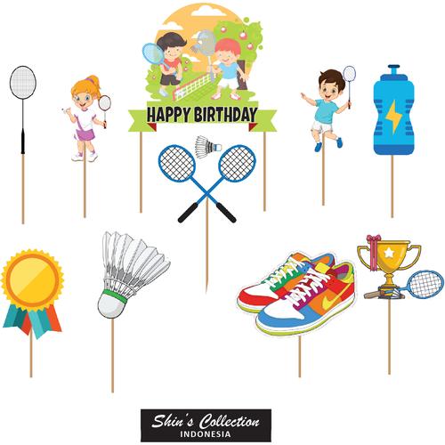 Jual Cake topper Badminton cartoon set isi 10 pc - Kab. Banyumas - Shin ...