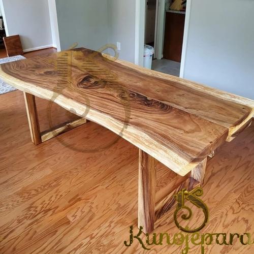 Jual meja kayu solid, Meja makan natural kayu join 2 slab - Kab. Jepara ...