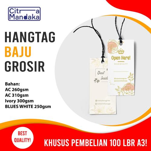 Jual Hang Tag Label Baju Custom 1 Sisi Grosir A3 Tag Thank You Label ...