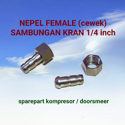 Jual nepel kran kompresor - nepel drat dalam 1/4 × sok selang 8mm ...