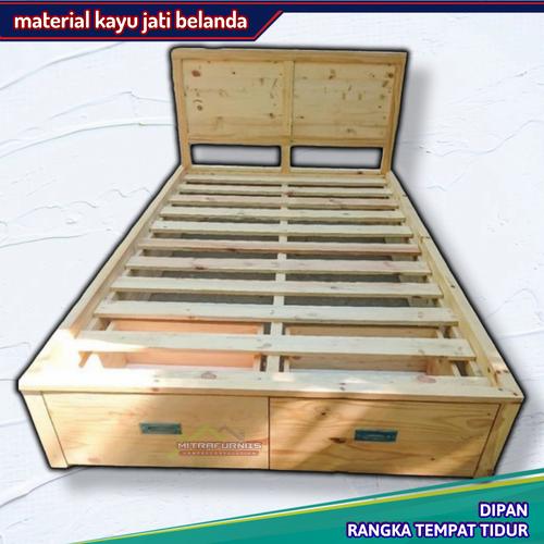 Jual Dipan rangka tempat tidur kayu jati belanda 200x120x40cm warna ...