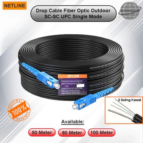Jual Drop Cable Fiber Optic SC Single mode 50m 80m 100m Outdoor Netline ...