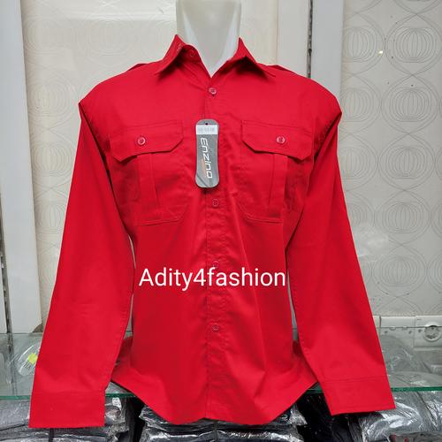 Jual Kemeja Seragam Pdl Lengan Panjang,Merah Cerah - Merah Cerah, S ...