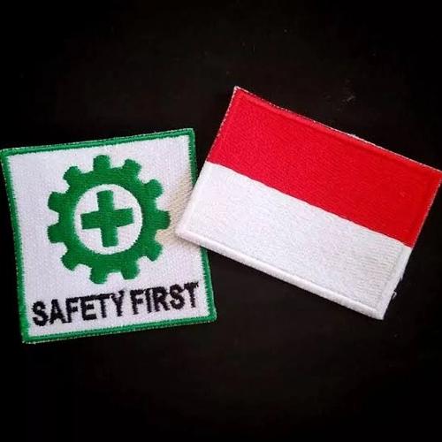 Jual Emblem bordir Patch Logo K3 + Bendera Merah Putih Safety Logo k3 ...