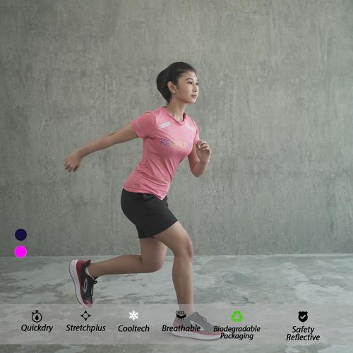 Jual Flexzone Jersey Lari Running Tee Reflective KeepRunning Wanita FTS-549 - Hitam, L - Kota ...