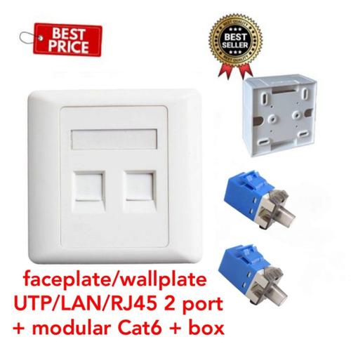 Jual Faceplate/Wallplate UTP/LAN/RJ45 2Holle/Port + Modular Cat6 ...